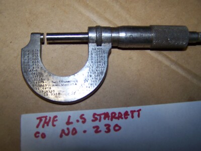 Starrett No. 230 0-1" Range .0001 Graduations Outside Micrometer | eBay