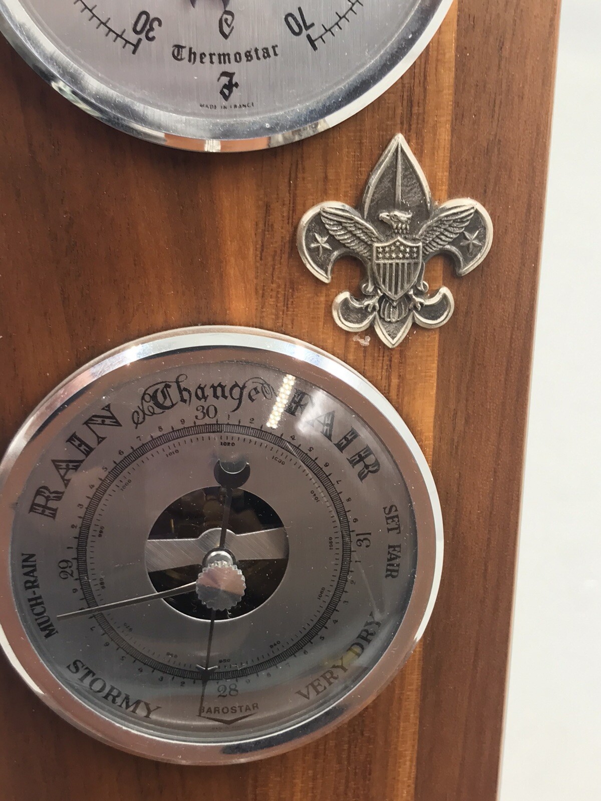 Vintage Weather Station Wood 3 Piece Barometer-Thermometer-Hygrometer ...