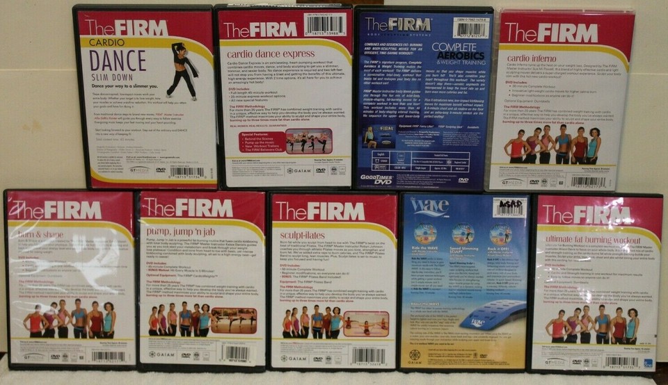9 The Firm workout DVD lot Wave Burn shape pump jump n jab cardio dance ...