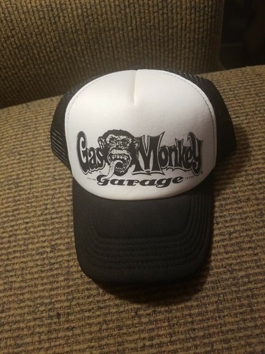 Gas Monkey Garage Cap Snap Back White & Black Mesh Back Trucker Hat ...