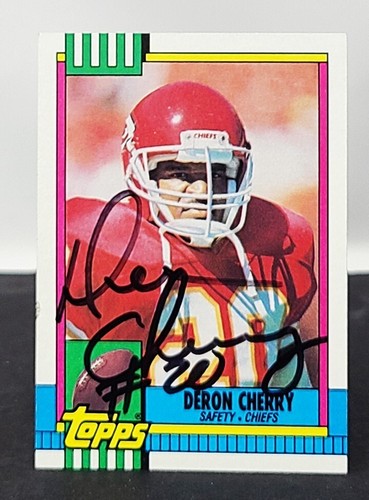 DERON CHERRY Signed Autograph 1990 Topps Football Card #261 Kansas City ...