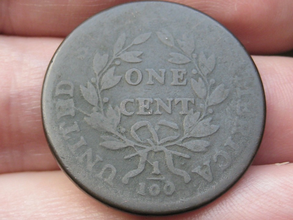 1798 Draped Bust Large Cent Penny- S-166, Die Break/Crack, AG/Good ...