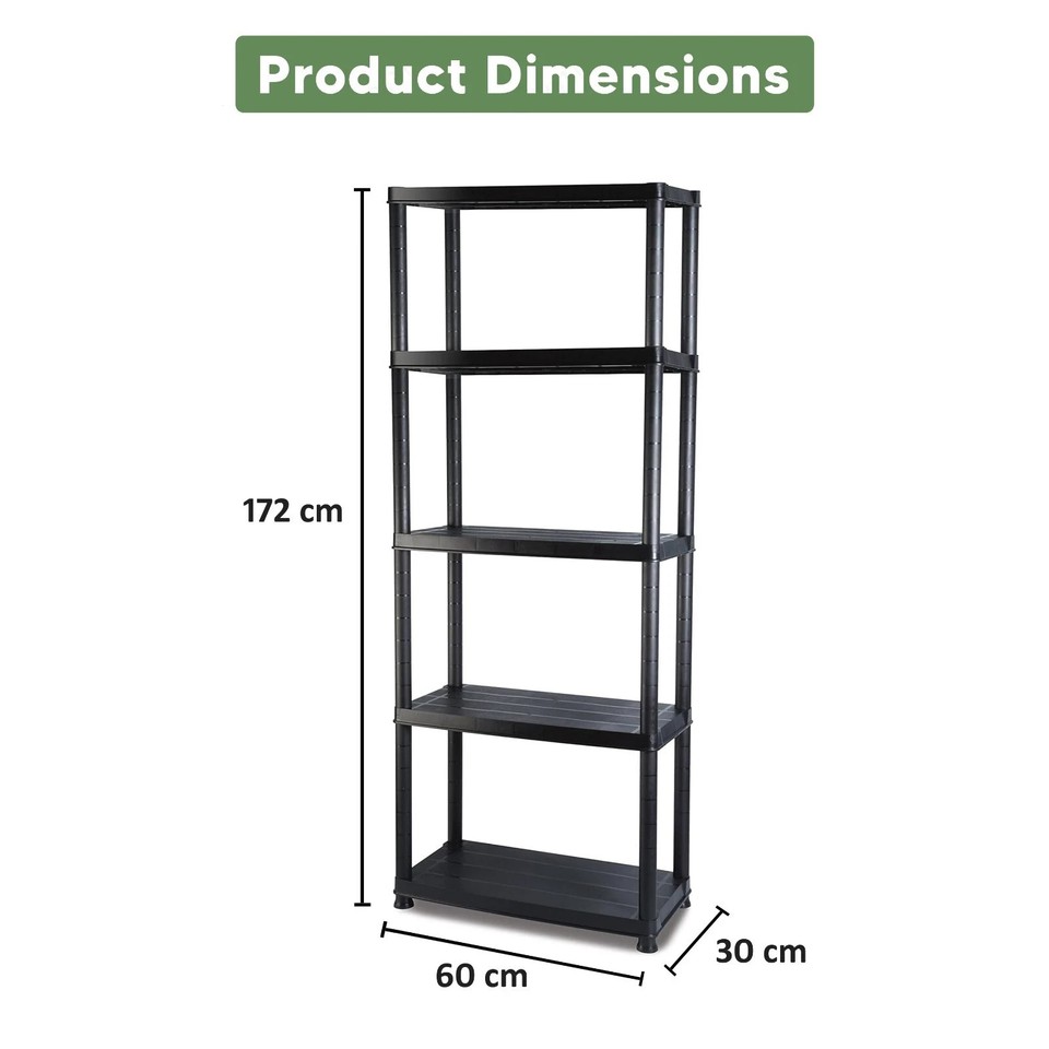 3/4/5 Tier Plastic Shelving Home Storage Unit Shelves Racking Garage ...