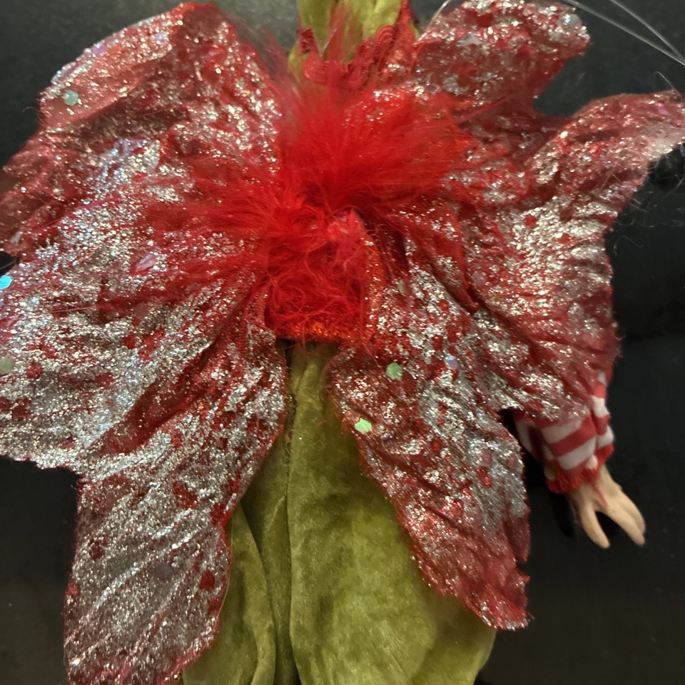 Christmas Pixie Elf Fairy Posable Figurine Ornament 8” Tall Glittery ...