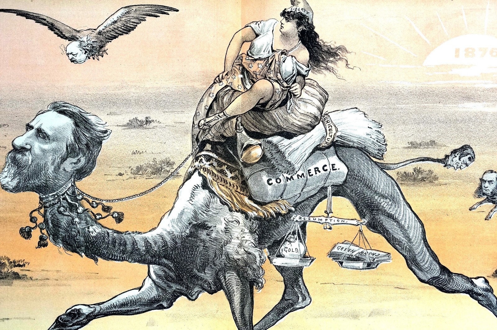 Lady Liberty 1878 RIDING NAST CAMEL COMMERCE AGRICULTURE GOLD ...