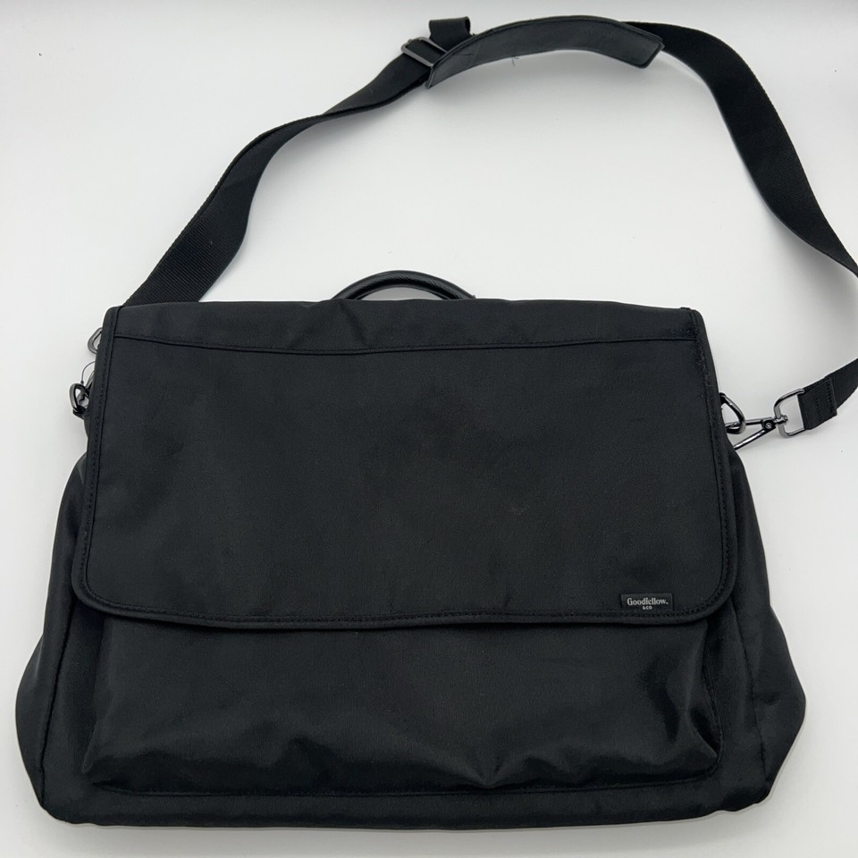 Goodfellow & Co Black Messenger Bag with Brown Leather Accents NWT | eBay