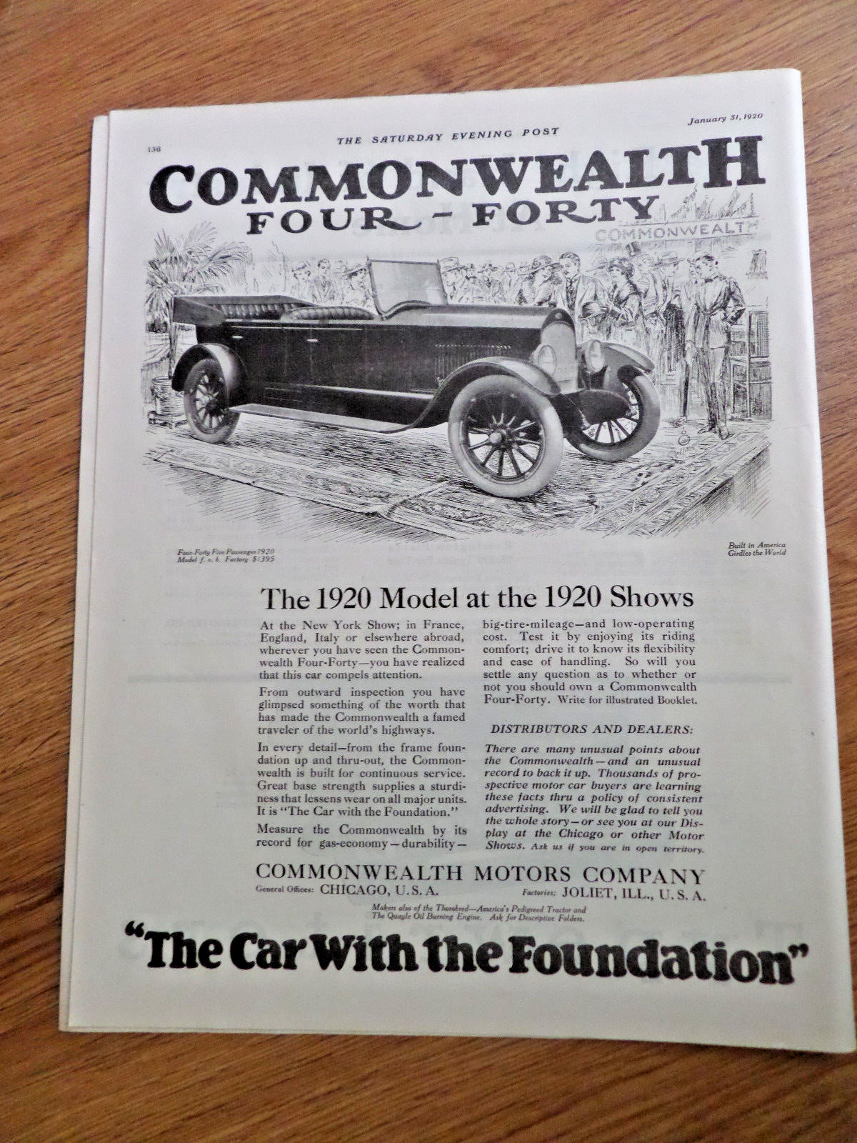1920 Commonwealth Motors Co Joliet Ill Ad 1920 Four-Forty Five ...