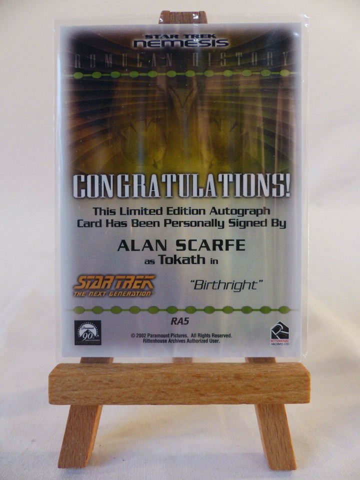 Star Trek Nemesis Romulan History autograph card Alan Scarfe as Tokath ...