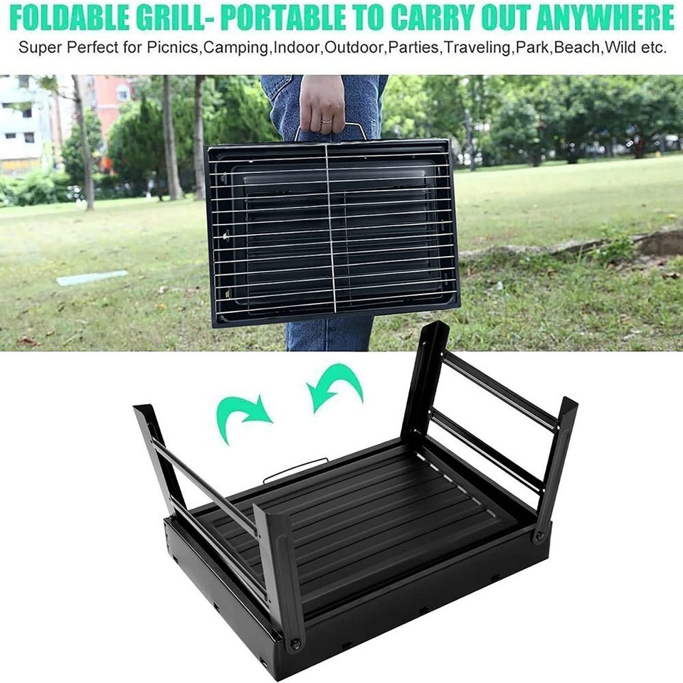 Folding Portable Camping BBQ Grill Picnic Campfire Over Fire Cooking ...
