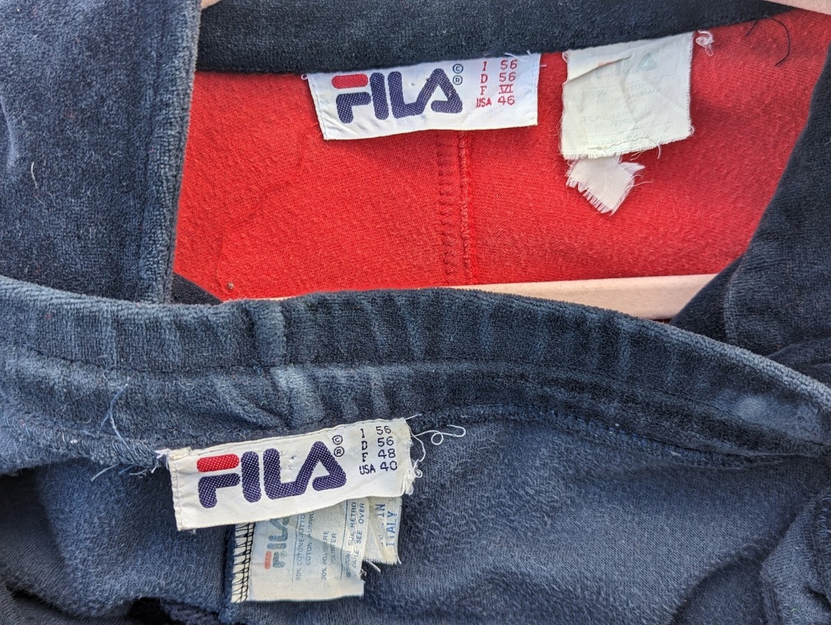 Vintage 80s FILA Made in Italy Distressed Worn Velour Track Vintage 80s FILA Made in Italy Distressed Worn Velour Track
