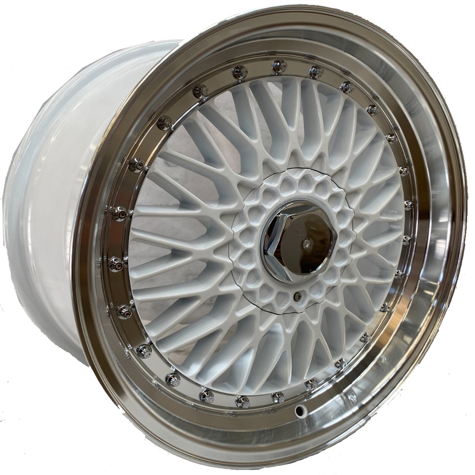 22 x 9 Wheels 22" RS Style Rims 5X112 Gloss White Machined Lips Set of ...
