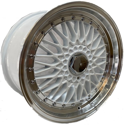 22x9/10.5 Wheels 22" BBS Style Staggered Rims Gloss White Machined Lips ...