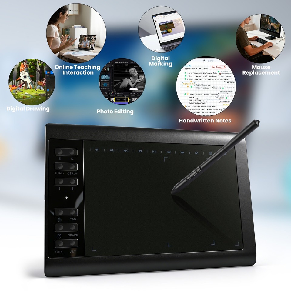 HD Graphics Drawing Tablet Digital Drawing Tablet Battery-free Pen 8192 ...