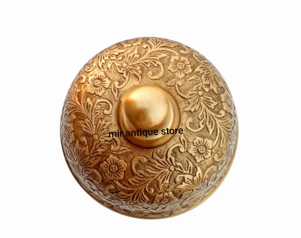 3” Antique Brass Desk Bell Floral Embossed Office Service Table Home ...