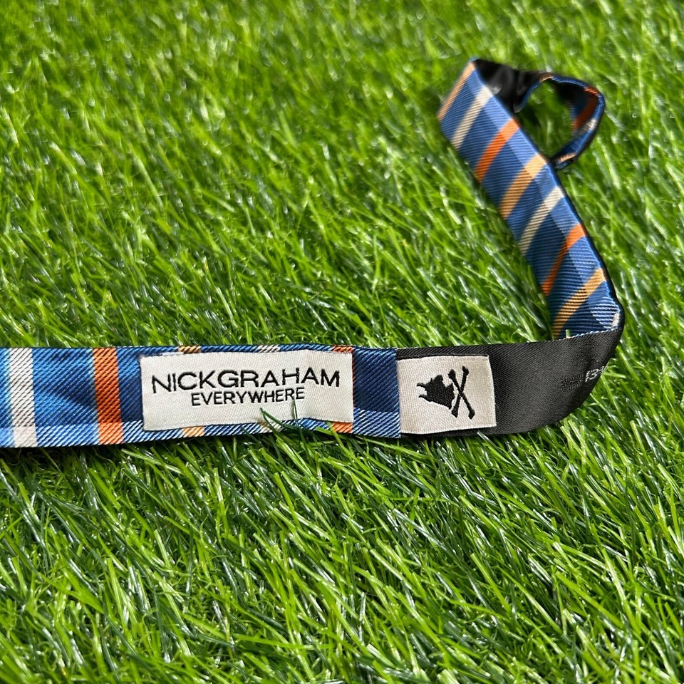 Nick Graham Bow Tie Plaid Adjustable Necktie Blue Orange Men's ...