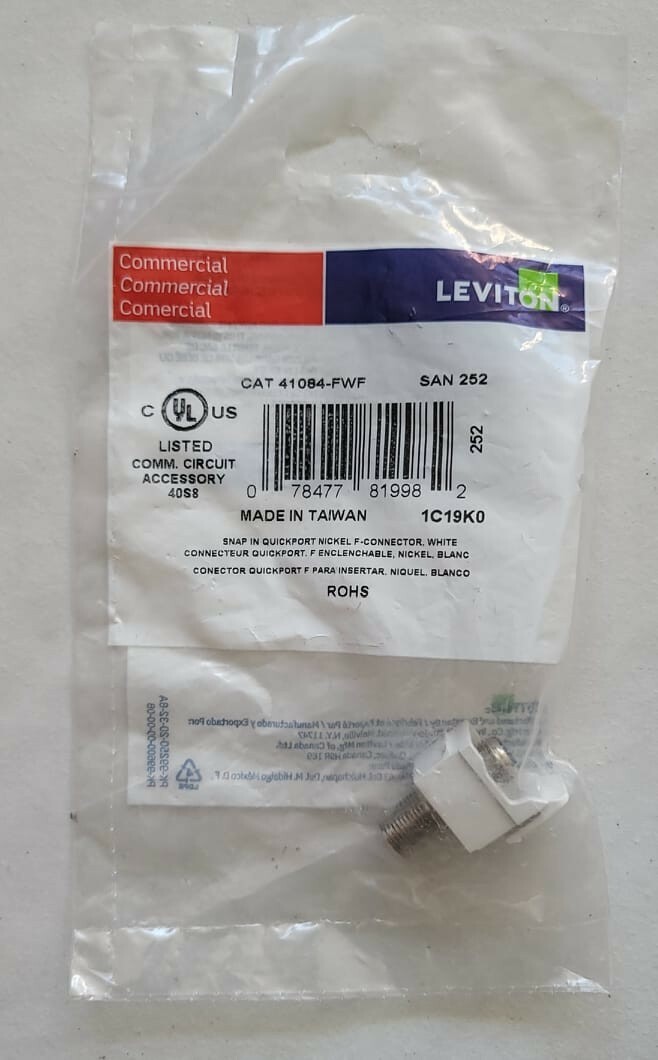 Leviton CAT 41084-FWF Snap-In Quickport Nickle F-Connect White Coax ...