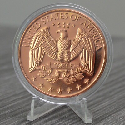 US Quarter Design 1 oz .999 Pure Copper Round Bullion Coin in Capsule ...