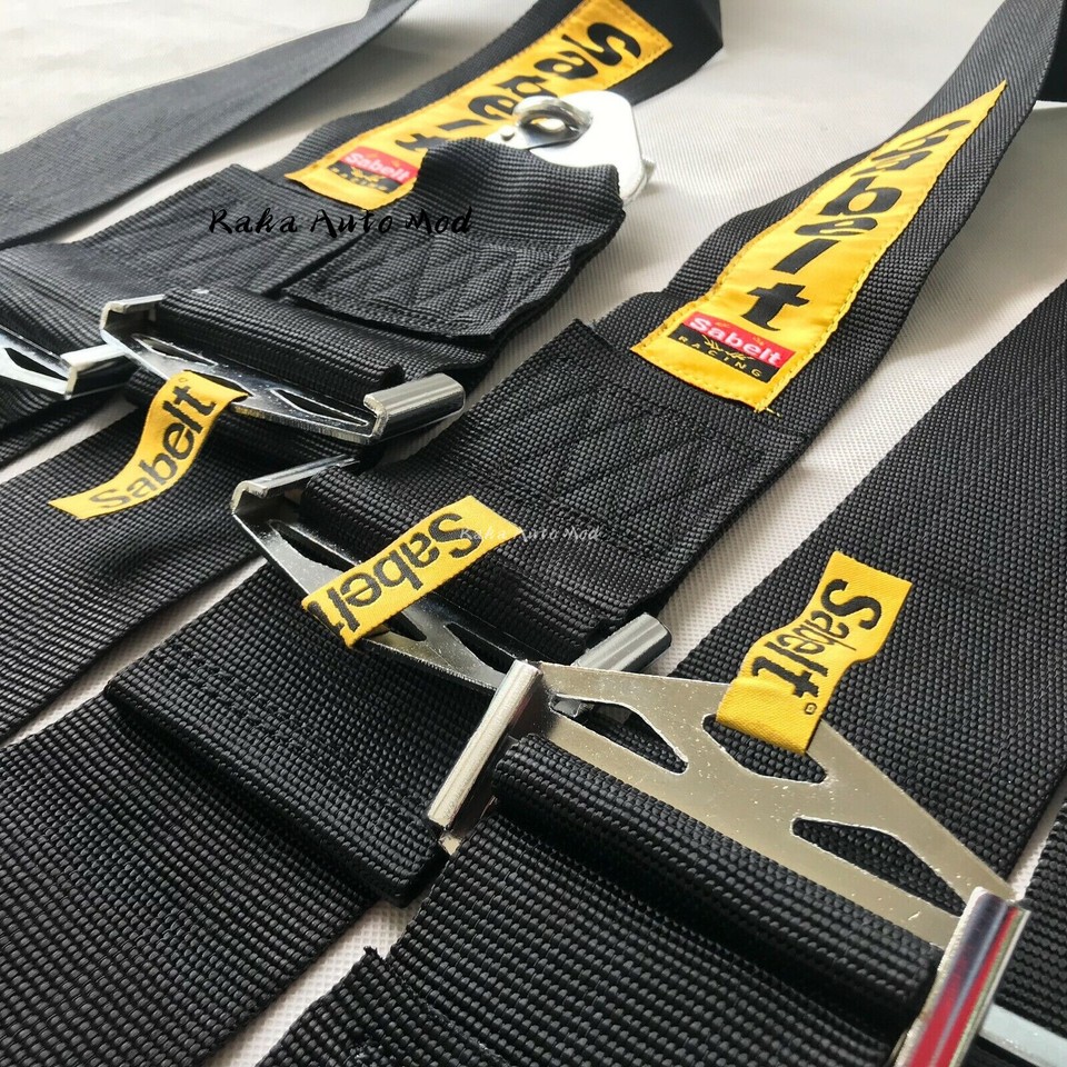 Universal Black Sabelt 4 Point Camlock Quick Release Racing Seat Belt ...