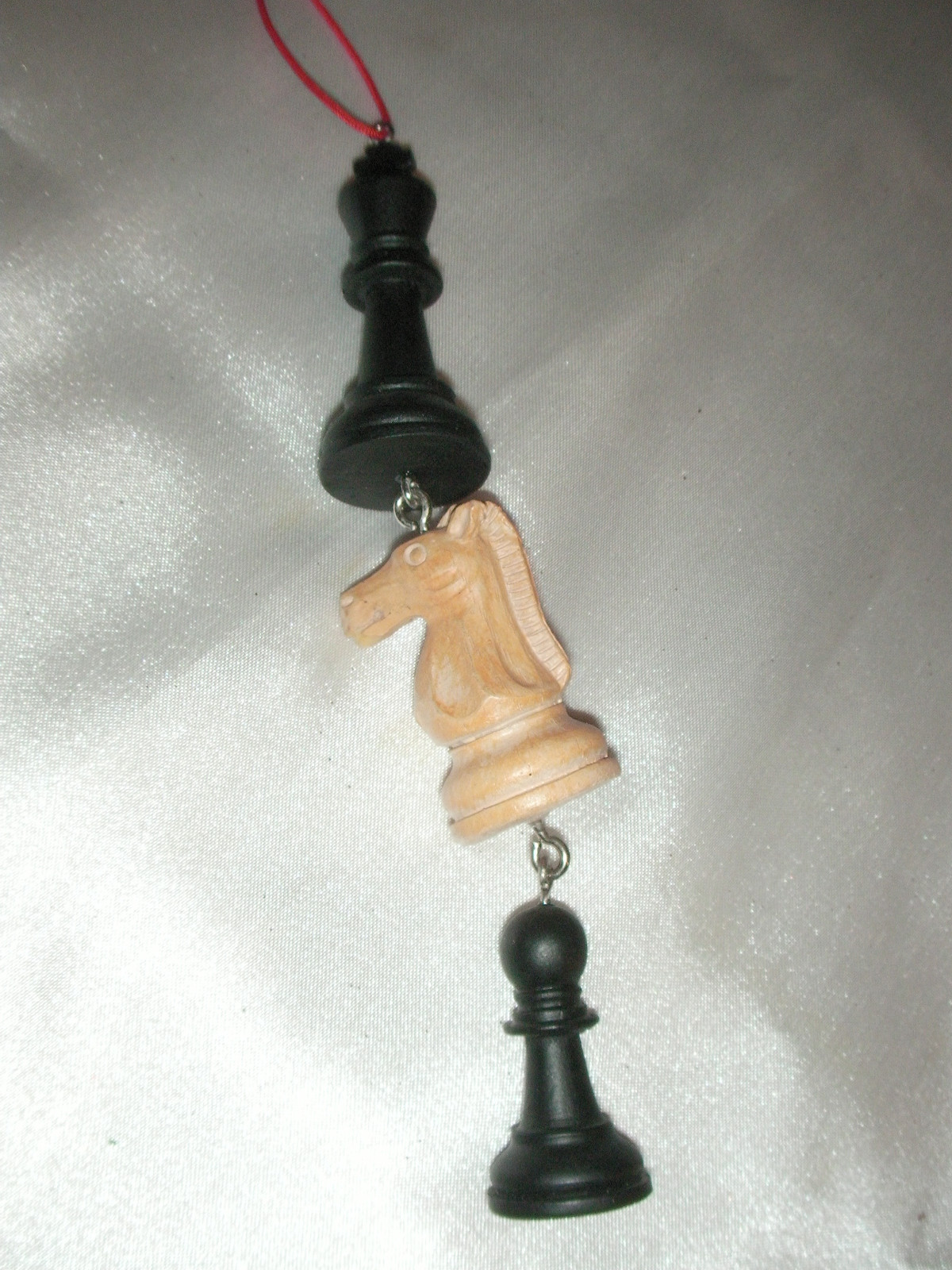 Wooden 5.3" Tiered Rook Knight Pawn Chess Pieces Dangle Christmas ...