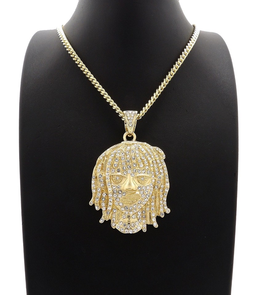 Hip Hop Lil Pump Portrait Pendant & 24" Box, Rope, Cuban Chain Hip Hop ...