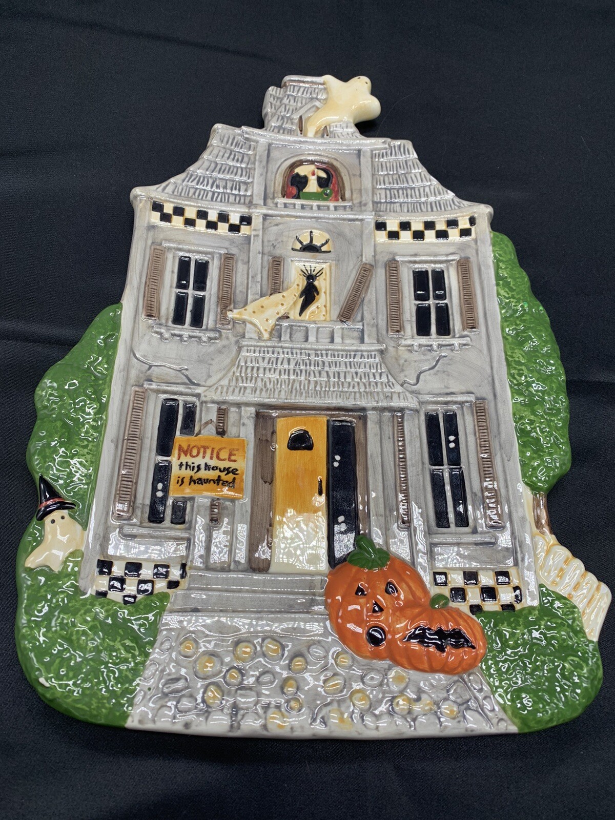Sakura Debbie Mumm Hand Painted Earthenware Halloween Haunted House ...