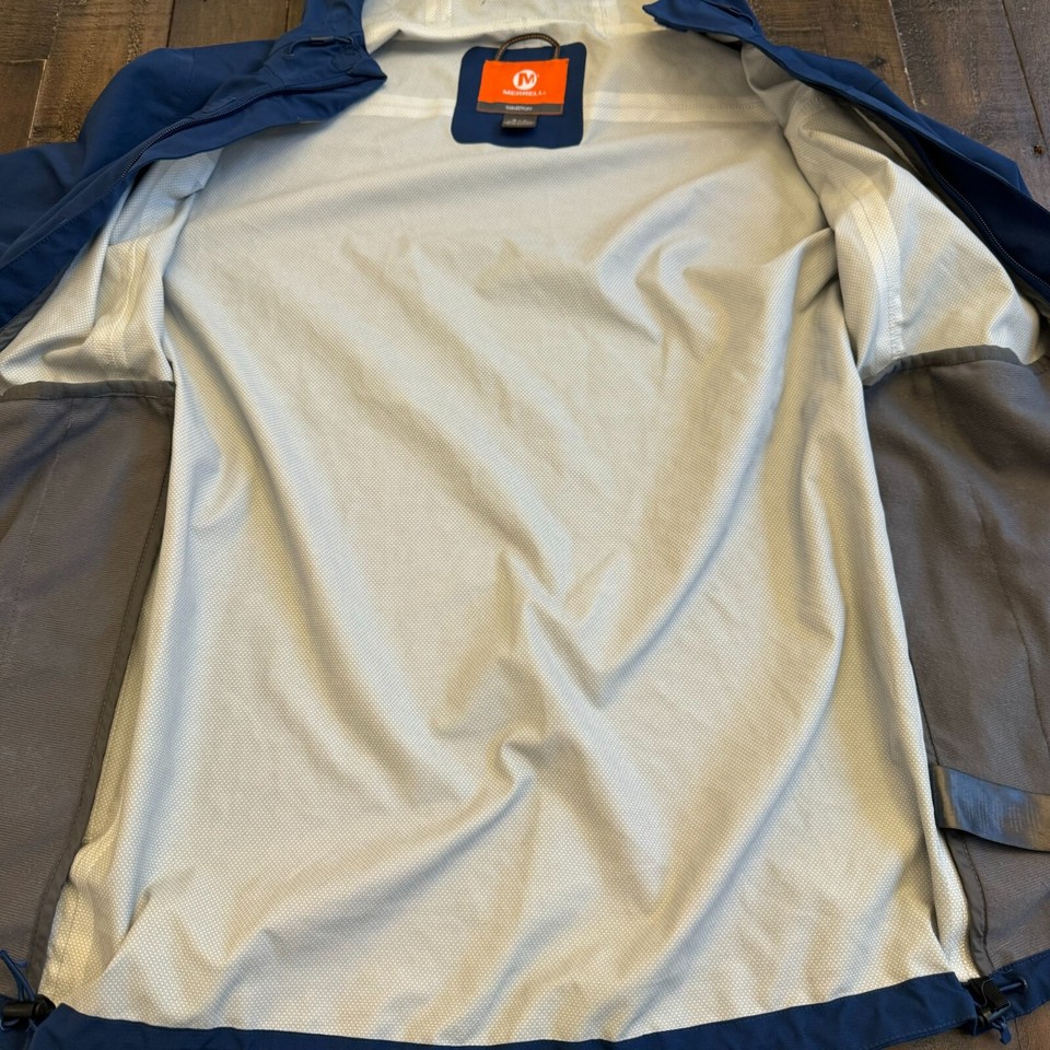 Merrell Select XDry Rain Jacket Small Blue Hooded Full Zip Read Note | eBay