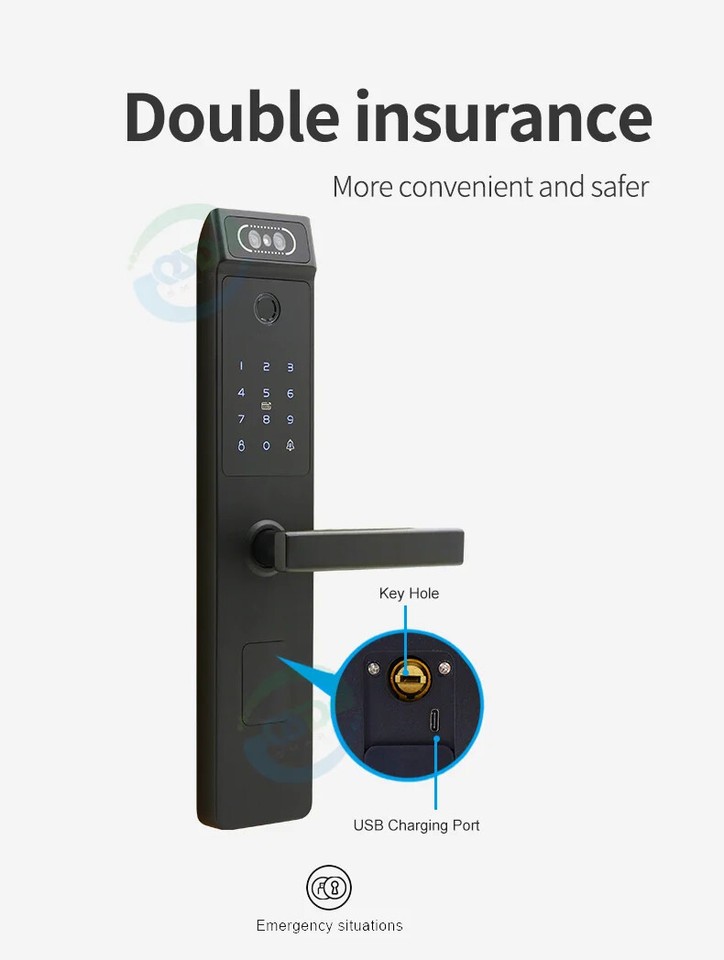 Biometric Smart Door Lock Face Recognition FingerPrint Passcode ...