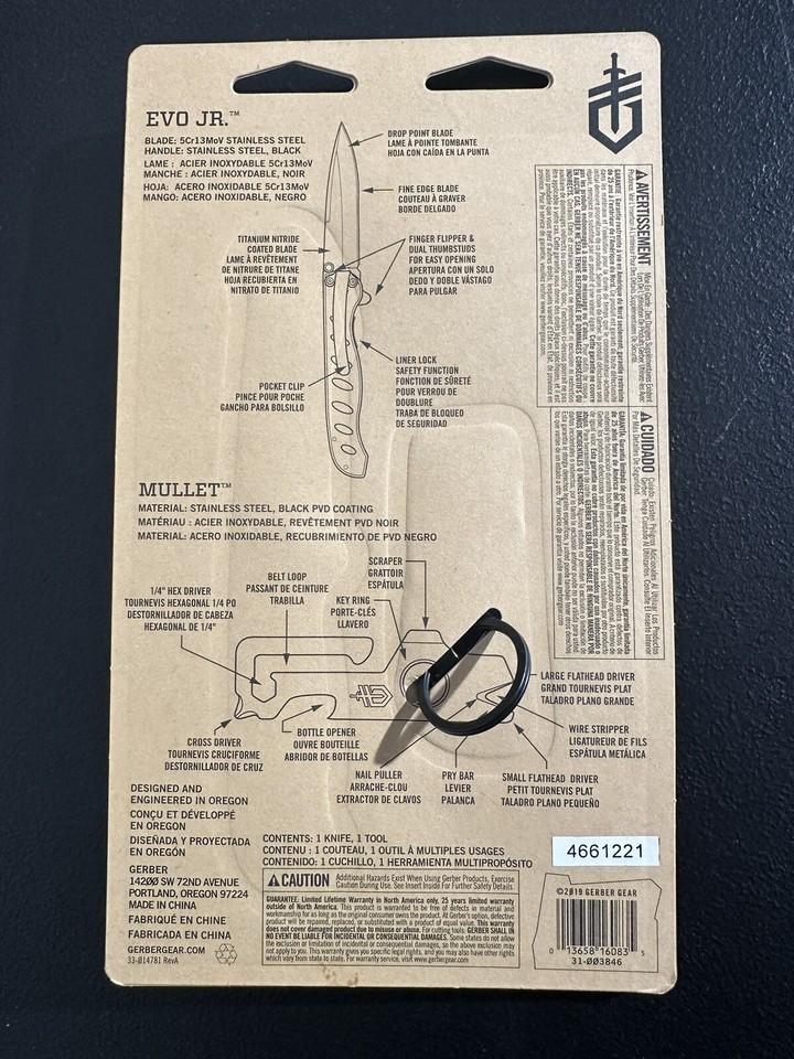 Gerber Evo JR. Clip Folding Knife & Mullet Keychain Tool 31-003846 NEW ...