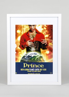 PRINCE+PLANET EARTH+FRAMED ORIGINAL MUSIC PRESS AD POSTER+2007 | eBay