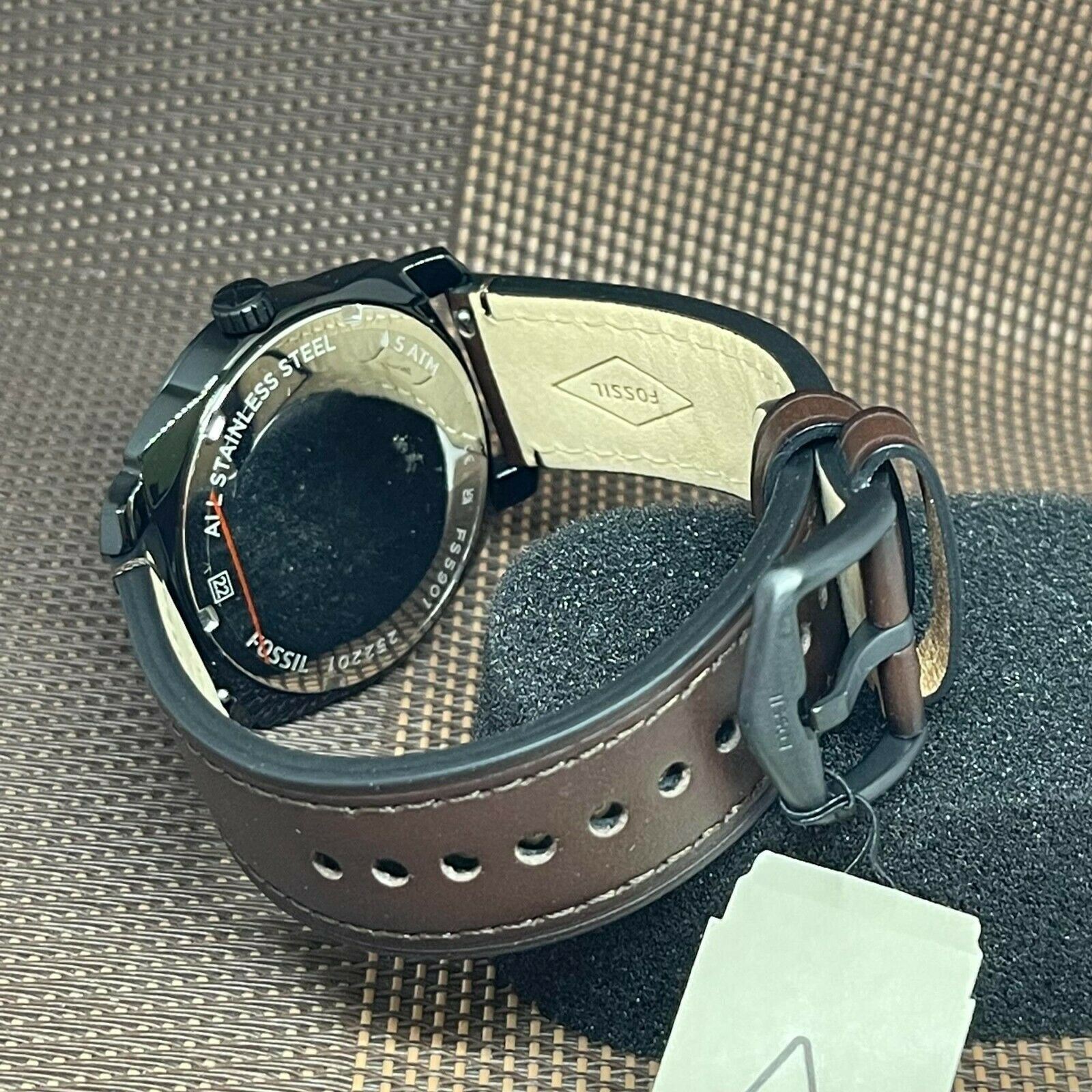 Fossil FS5901 Machine Three-Hand Date Brown Leather Black Analog Men's ...