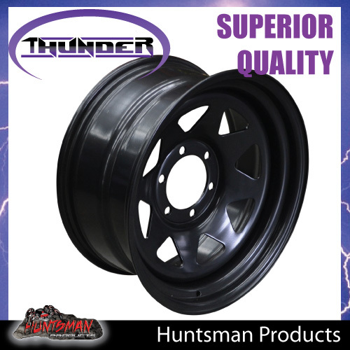 17X8 6 Stud Black Steel Thunder Wheel Rim -13 Offset. 6/139.7 suit ...