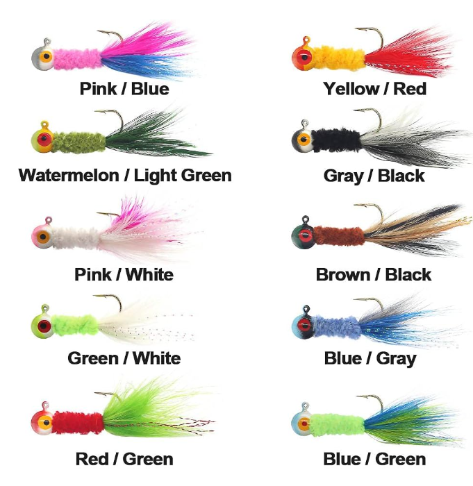 Marabou Feather Hair Jigs for Crappie Fishing Lures Kit Panfish and ...