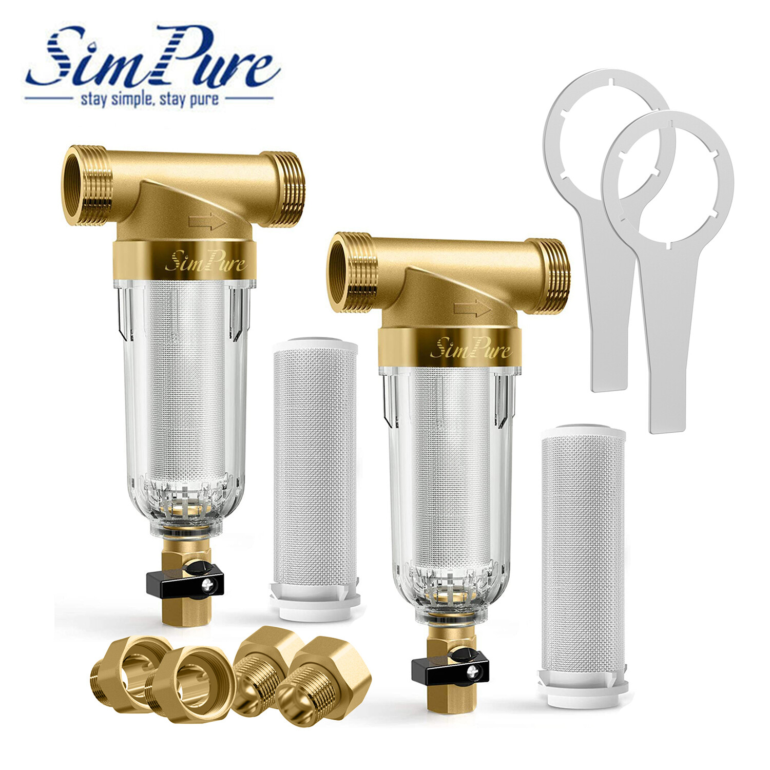 2Pack Reusable Whole House Spin Down Water Filter Sediment Pre-Filter ...