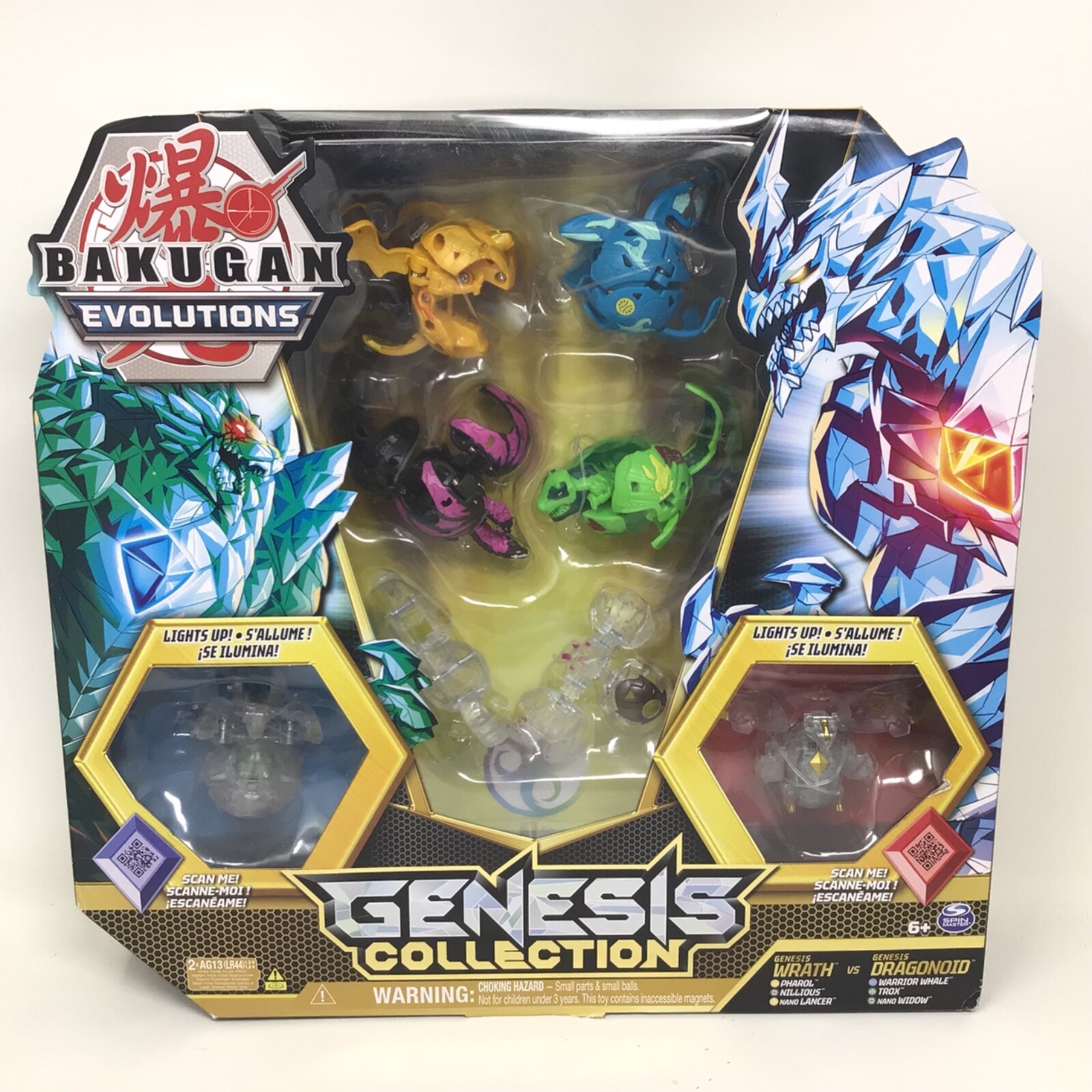 Bakugan Evolutions Genesis Collection Wrath VS Dragonoid 8 set light up ...