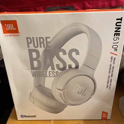 JBL Tune 510BT Pure Bass Wireless Bluetooth Headphones 40 Hour, White ...