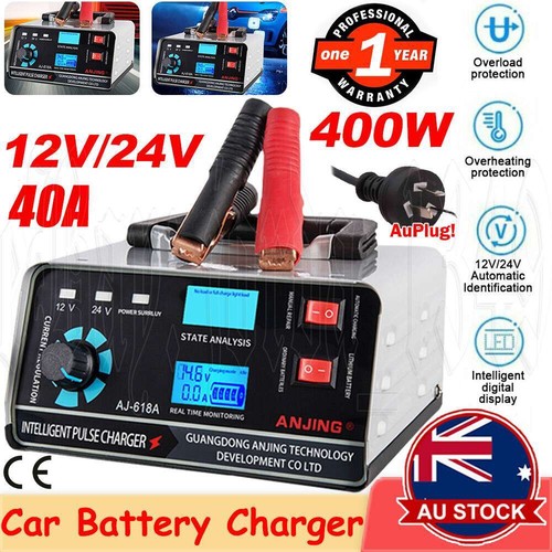 400W 40A 12V/24V Car Battery Charger Smart Pulse Repair Boat Trickle AU ...