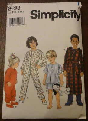 Vintage 1998 Simplicity patterns; Robe, pajamas, sleeper. Size BB 3-6 ...