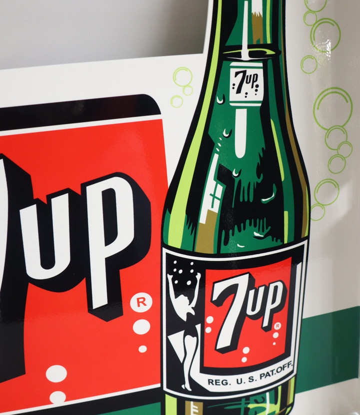 7UP Soda Pop With BOTTLE FLANGE SIGN modern retro 7 up swimsuit girl | eBay