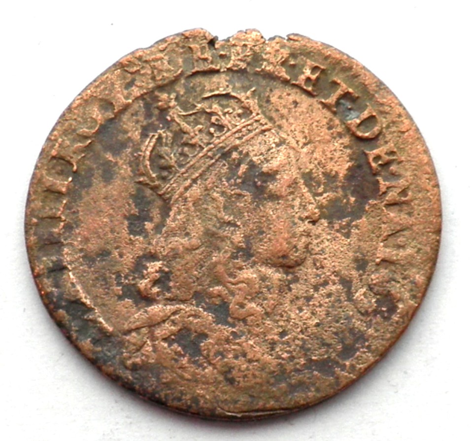 FRANCE 1 LIARD 1655-1658 E (Meung-sur-Loire) KM#192.6 Louis XIV. E7.7 ...
