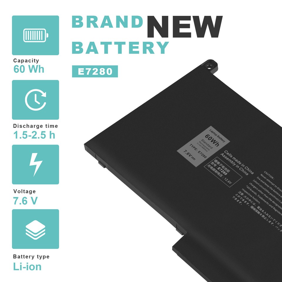 F3YGT DM3WC Battery For Dell Latitude 12 13 14 E7280 E7480 7480 7390 ...