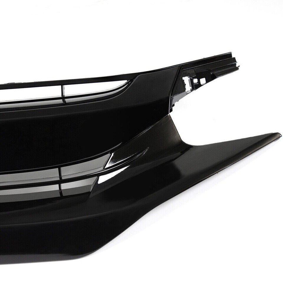Fit For 2016 2017 2018 Civic 10th Glossy Black Front Upper Hood Mesh ...
