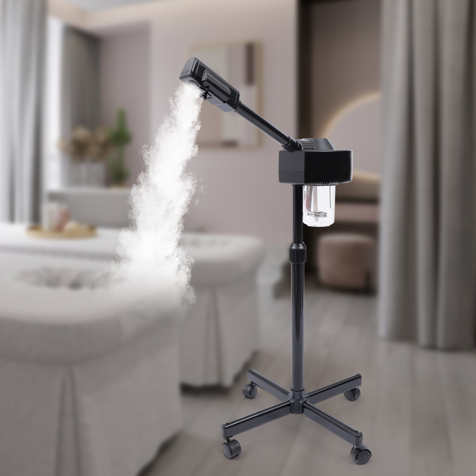 Black Facial Steamer Nano-Ionic Beauty facial Steamer w/Rotatable ...