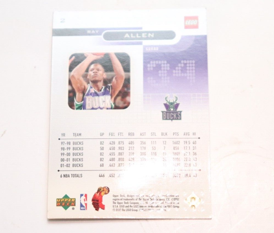 2002 Upper Deck Lego Gold Card Ray Allen Milwaukee Bucks #2 UCONN | eBay