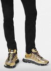 $1125 Men's Versace Trigreca Gold Glitter Sneakers DSU80941A02748 6Y090 ...
