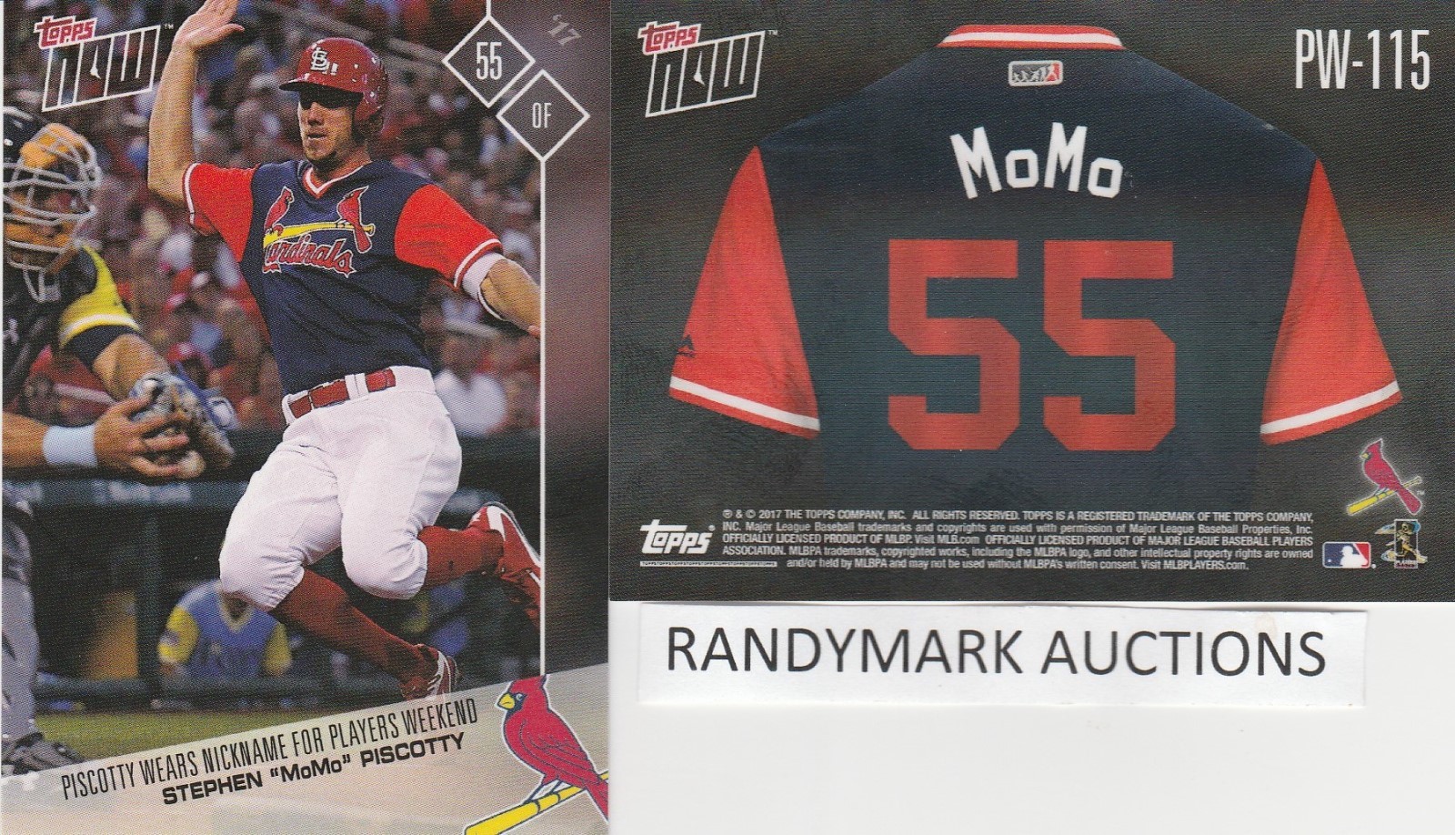 Stephen Piscotty MoMo CARDINALS TOPPS NOW PLAYERS WEEKEND NICKNAMES PW ...
