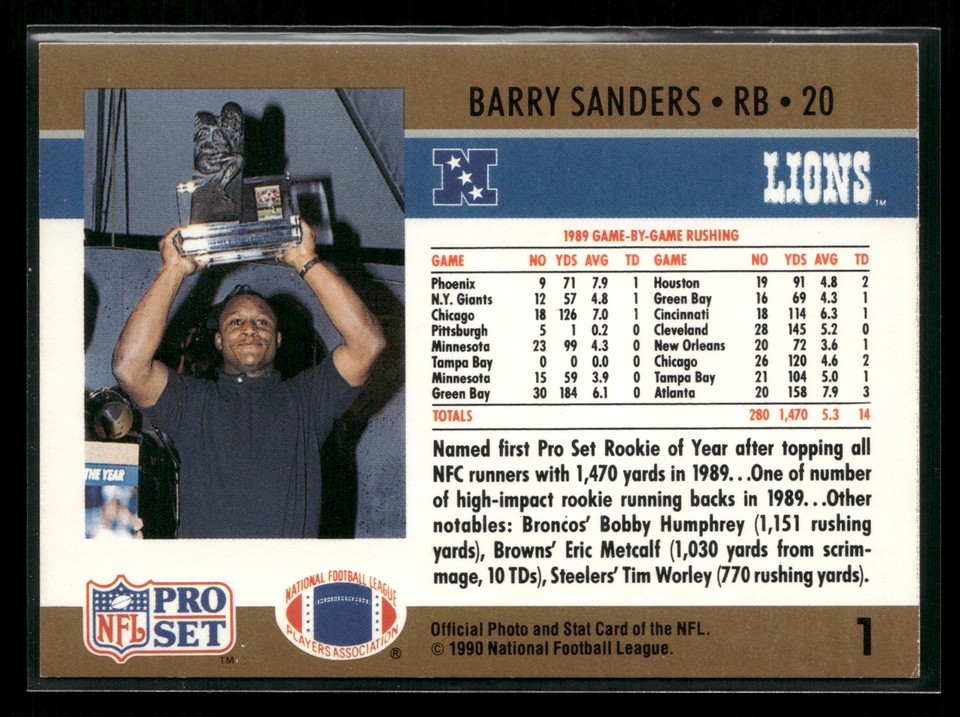 Barry Sanders 1990 Pro Set #1 | eBay