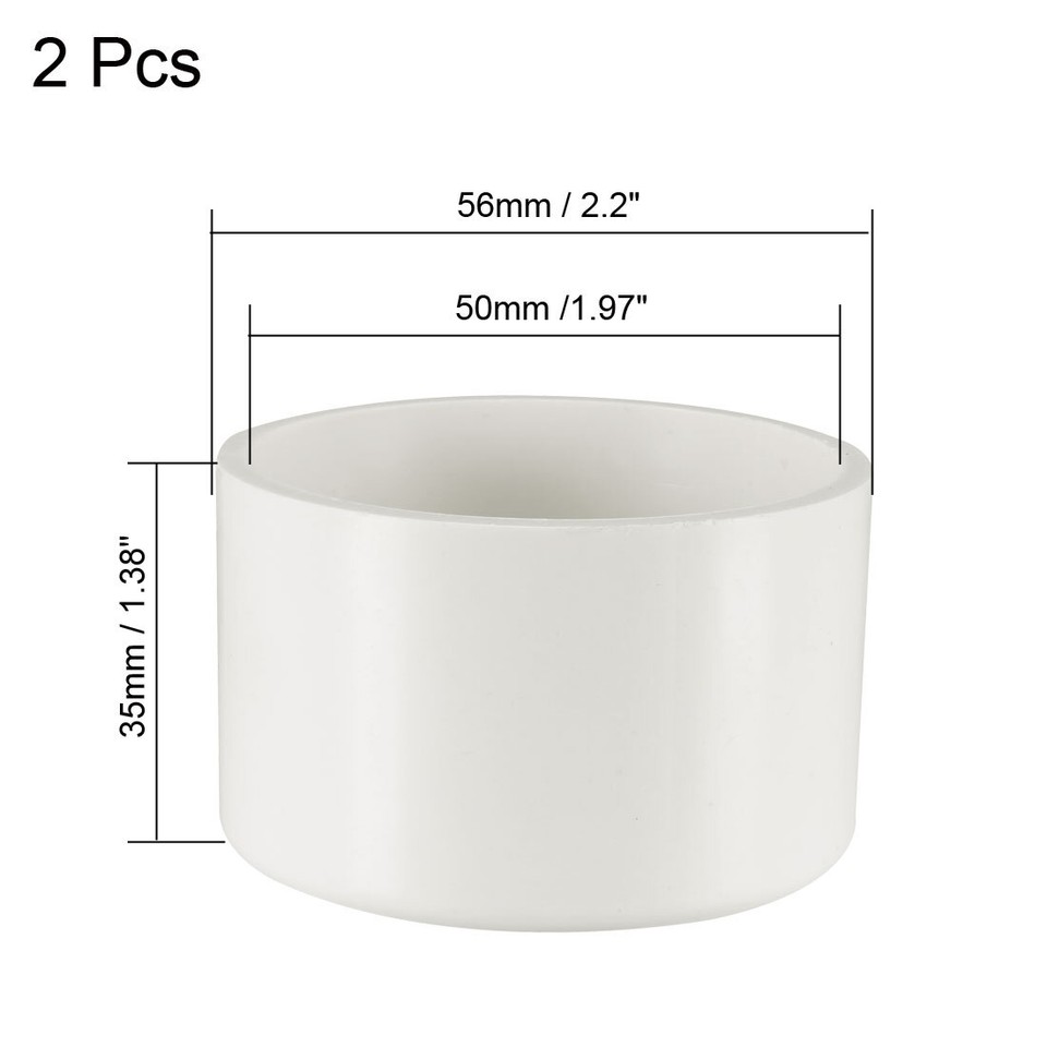 50mm PVC Pipe Cap Fitting, Slip Socket External End Caps 2 Pcs | eBay
