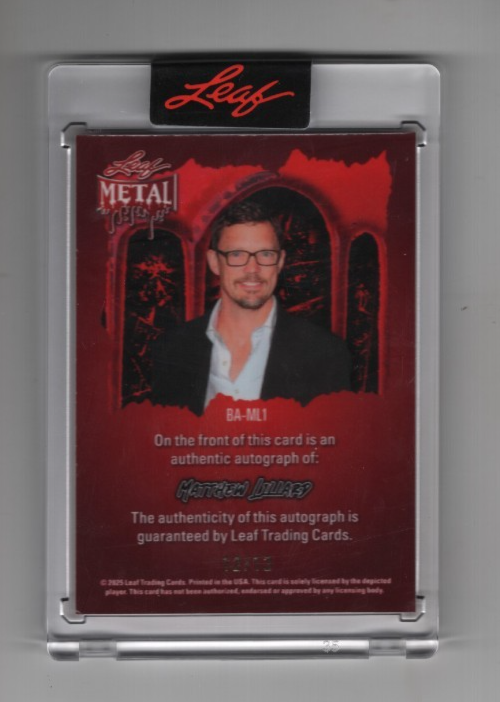 MATTHEW LILLARD 2025 LEAF METAL HALLOWEEN BASE AUTOGRAPH BLOOD ...