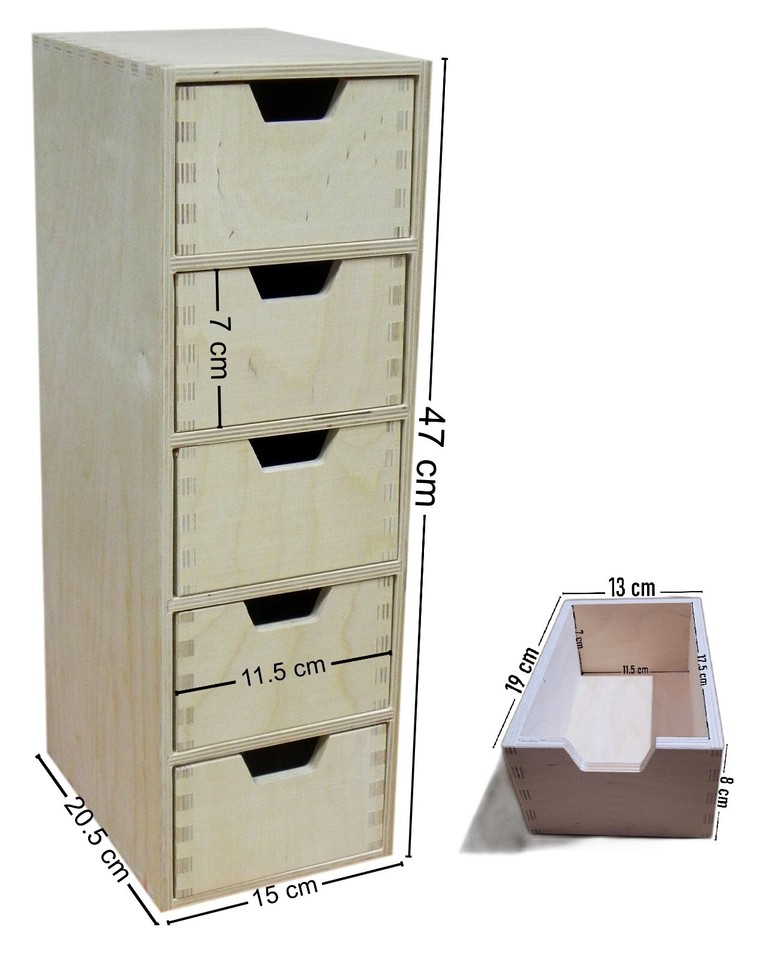 Wooden Drawer - Box Desktop Office Desk Storage Decoupage Unpainted 11 ...