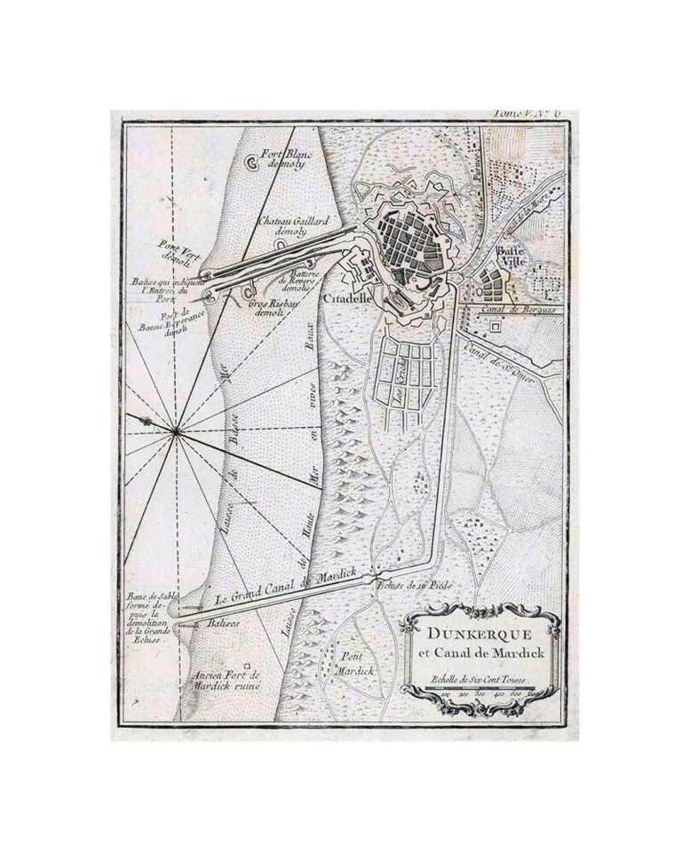 1764 Map|Chart Atlas Dunkerque et Canal de Mardick|Historic Antique ...